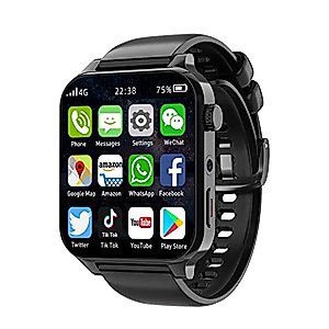 JAITEA New R.AM 4GB ROM 64GB 1.99 Inch 4G Call Smartwatch GPS WiFi Dual Camera Waterproof Sports Men's Smartwatch Men
