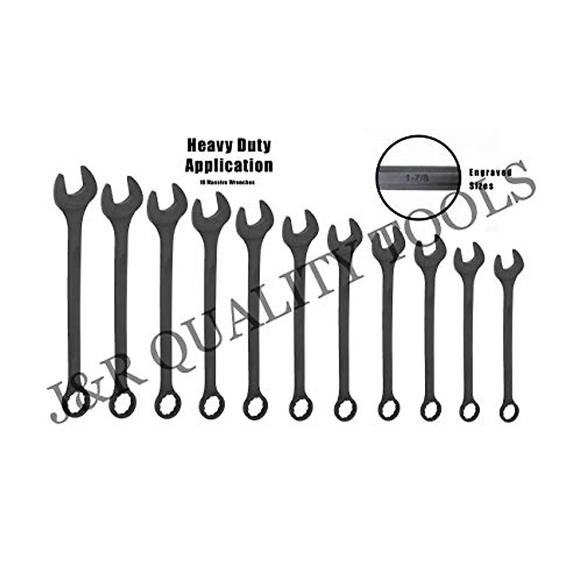 VCT 10 PC SAE Black-Oxide Jumbo Combo Wrench Set | 1-5/16" - 2" W/Carrying Pouch