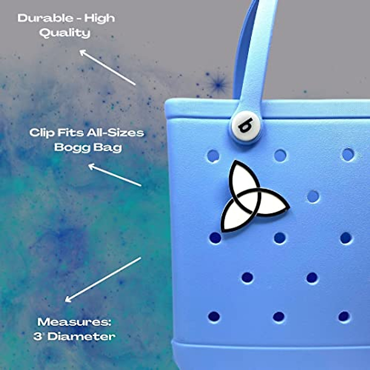 BOGLETS -Triquetra Charm Compatible with Bogg Bags, Simply Southern and Other Similar Tote Bags.