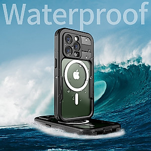 comosso for iPhone 14 Pro Case Waterproof, Built-in Screen Protector Full-Body Rugged Sealed Cover Shockproof Dustproof Waterproof Case for iPhone 14 Pro 6.1 inch (Black+Clear)