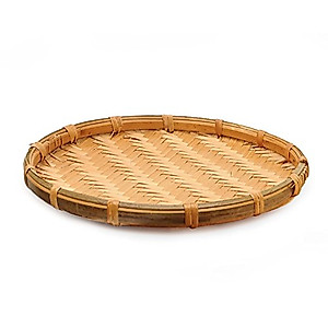 Set of 3 Vietnam Traditional Handmade Round Rattan Wicker Serving Basket Tray