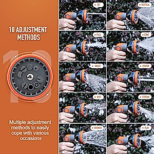 Water Hose Nozzle Sprayer, BIBURY Hand Sprayer with 10 Spray Patterns and On Off Valve Thumb Control, High Pressure Garden Hose Spray Nozzle for Watering Plants, Cleaning, Car Wash and Showering Pets