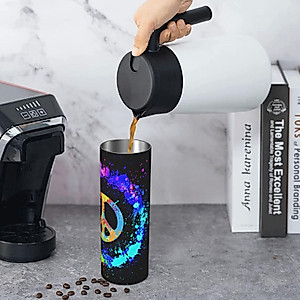 Mount Hour Rainbow Peace Stainless Steel Insulated Tumbler 20 OZ, Coffee Mug Cup with Splash-Proof Lid and Straw for Car Home Office Outdoor Travel