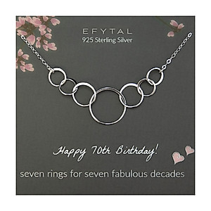 EFYTAL Happy 70th Birthday Gifts for Women, Sterling Silver 70th Birthday Necklace, Best Gifts for 70 Year Old Woman, 70th Birthday Ideas, 70th Birthday Gifts for Mom