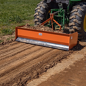 Titan Attachments 3 Point 7FT Rear Box Blade Scraper Grader, Category 0 and 1 Hitch Tractor Attachment, 7 Scarifier Teeth, Reversible Cutting Edge
