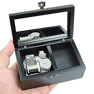 ROSIKING Wooden Music Box with Mirror Mechanism Carved Jewelry Musical Boxes Christmas Birthday Valentine's Day Gifts Plays Howl's Moving Castle-Merry...