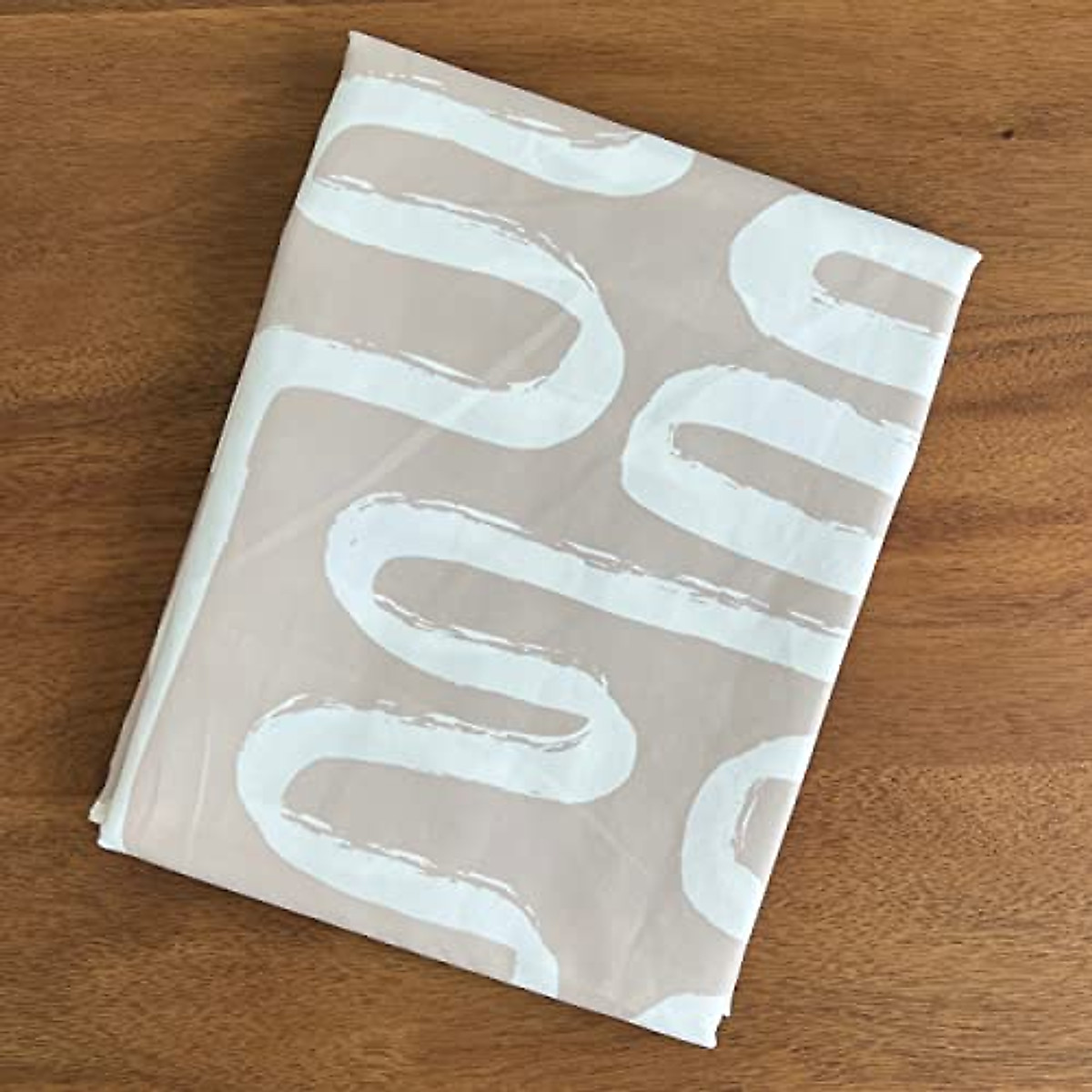 Beige White Abstract Print Shower Curtain - Hand Painted Boho Pattern - Modern Minimalist Home Decor - Neutral Scandi Style Fabric Shower Curtain For Any Bathroom - 72x72 Inches (Neutral Lines)