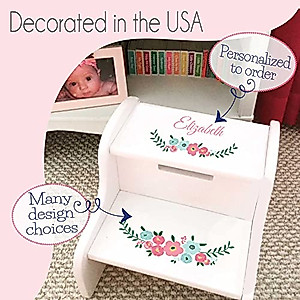 Personalized Elephant Girl White Stool