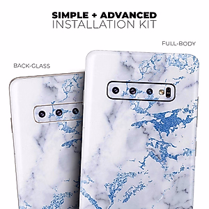 DesignSkinz Marble & Digital Blue Frosted Foil V5 Protective Vinyl Decal Wrap Skin Cover Compatible with The Samsung Galaxy S20 (Screen Trim & Back Glass Skin)