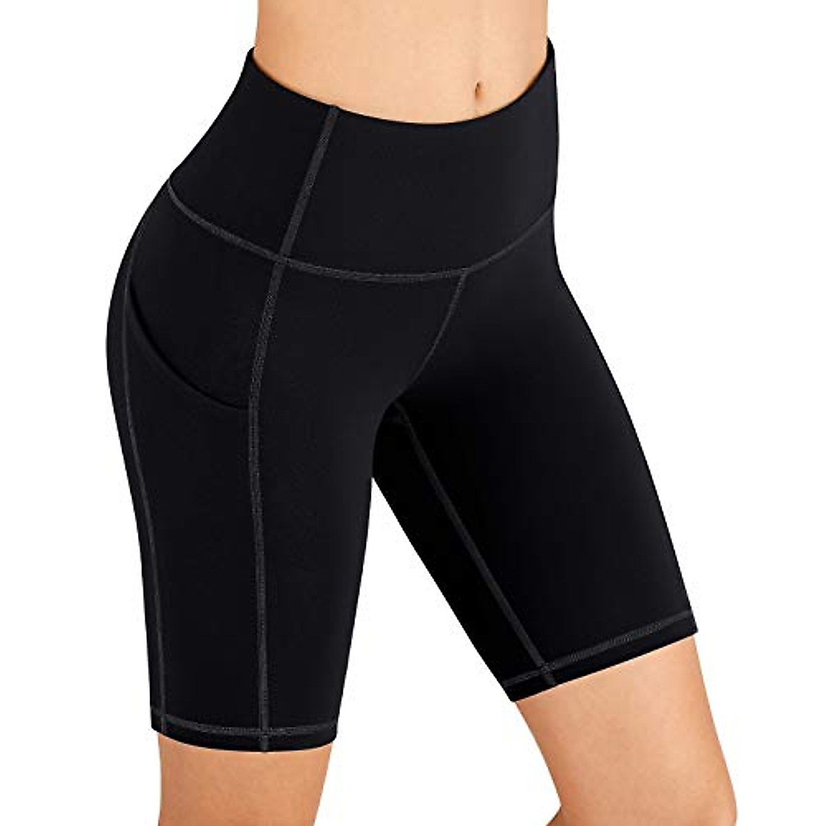 TOREEL 2 Pack Biker Shorts Women with Pockets 8" High Waisted Tummy Control Workout Shorts for Women Spandex Compression Exercise Shorts