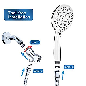 High Pressure Shower Head with Handheld - 6 Spray Settings Water Saving Bathroom Shower Head with 59" Long Hose and Adjustable Brass Joint Holder- The Perfect Removable Shower Head for Bathroom…