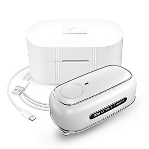 Kitchen Mama Orbit One Rechargeable Can Opener: Hands-Free Operation, Type-C Charging, Automatic Shut-Off, Smooth Edge, Professional-Grade Blade for Large Cans, Includes Elegant Storage Box (White)