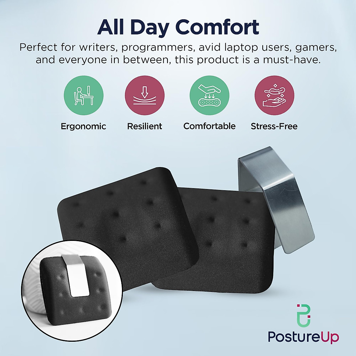 WavePads by PostureUp – Original Two Pack Adjustable Wrist Rests for Laptop and Keyboard Ergonomic Memory Foam Laptop Wrist Pads for Wrist Pain & Carpal Tunnel Relief, Memory Foam Wrist Support Pad