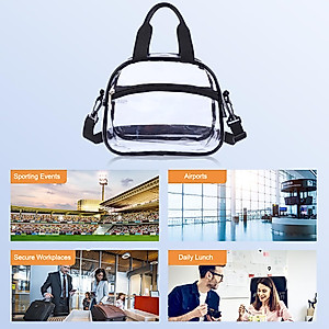 Clearworld Stadium Approved Clear Lunch Bag,See Through Lunch Box with Adjustable Strap and Front Zipper Pocket,Easy to Clean and Water Resistant Tote Bag for Work, School, Concerts,Sports