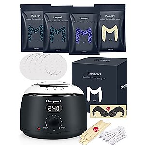 Maxpearl Digital Waxing Kit - Women Men Hard Wax Melt Warmer Kit for Hair Removal - Sensitive Skin, Eyebrows, Face, Underarms, Brazilian, Bikini, Legs
