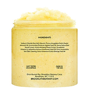 Brooklyn Botany Dead Sea Salt and Sweet Orange Body Scrub - Moisturizing and Exfoliating Body, Face, Hand, Foot Scrub - Fights Stretch Marks, Fine Lines, Wrinkles - Great Gifts for Women & Men - 10 oz