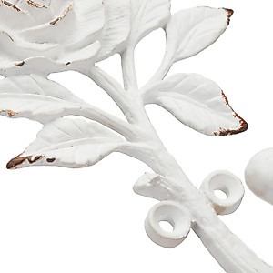 SOFFEE DESIGN 2pcs White Single Hooks 3D Flower Retro Ornate Style for Room Wall Mounted Decoration, Coat Hat Scarf Hanging Entry Heavy Duty Hooks, Home Decor