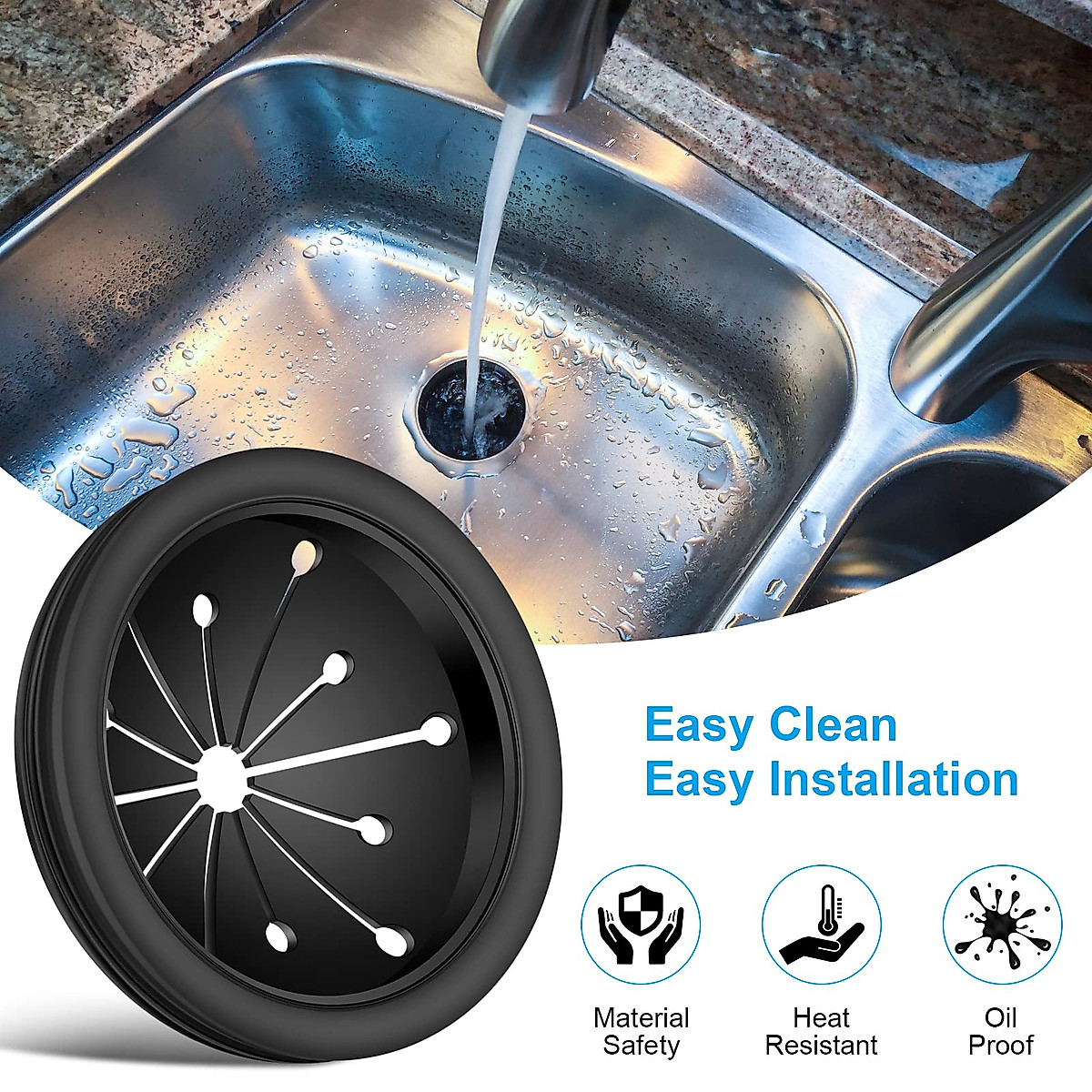 Garbage Disposals Splash Guard, Sink Stopper Garbage Disposal Splash Guards, Kitchen Sink Drain Splash Guard, Rubber,Splash Guard, Sink Baffle, Sink Rubber Guard, Splash Guard for Sink