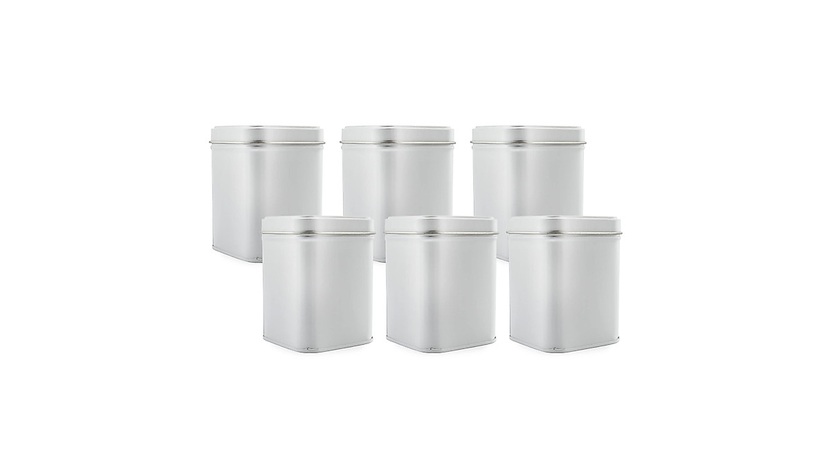 Cornucopia Square White Metal Tins - 6 Pack Storage Solutions