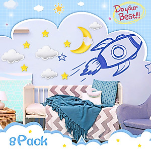 16 Pcs 3D Cloud Hanging for Ceiling Decorations Star Moon Decorations Felt Fake Cloud Party Ornaments Star Moon Props for Nursery Children Room Baby Room Art Wedding