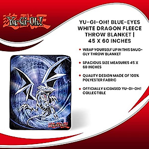 Yu-Gi-Oh! Blue-Eyes White Dragon Fleece Throw Blanket | 45 x 60 Inches