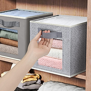 Homsorout Linen Closet Organizers and Storage - 6 Pack Cube Storage Bins with Handle, Fabric Storage Bins for Shelves, 11 inch Bins for Organization, Cubes Organizer for Home, Blended