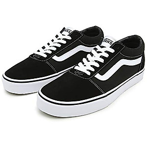 Vans Men's Ward Sneaker, Black Suede Canvas Black White C24, 14