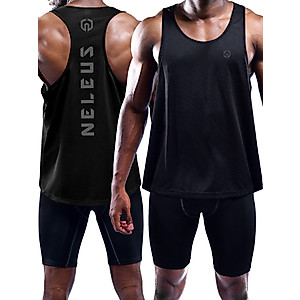 NELEUS Men's 3 Pack Dry Fit Workout GYM Muscle Tank Tops,5031,Black,grey,olive Green,XL,EU 2XL