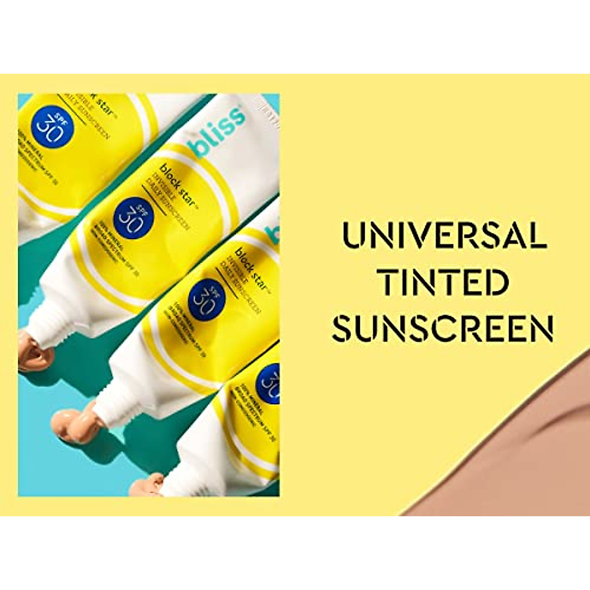 Bliss Block Star Tinted Face Sunscreen SPF 30-1.4 fl oz. - 100% Mineral Broad Spectrum Sunscreen With Zinc Oxide & Titanium Dioxide - Non Greasy Invisible finish