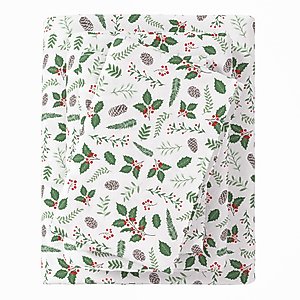 Great Bay Home Flannel Sheet Set King Size - 100% Turkish Cotton, Double-Brushed, Printed Bed Sheets - Ultra-Soft, Cozy, 4-Piece Bedding Set (Little Holly)