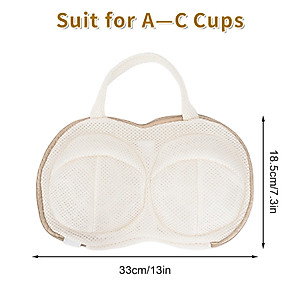 DESONAUT 2Pcs Bra Wash Bags for Laundry Lingerie Brassiere Bag bra washing protector holder for Washing Machine Beige(A to C Cups)