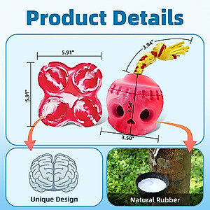 Kershyapet Frozen Dog Toy to Keep Them Busy, Dog Enrichment Toys for Large Dogs, Skull Treat Dispensing Dog Toys for Boredom, Anxiety Relief, Sturdy Safe, Easy Clean, Red and White Mix