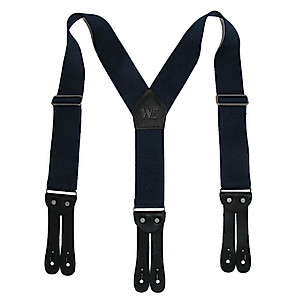 Work Suspenders, 2 Inch Webbing, Y-back Style, Made in USA (Navy Blue, Medium)