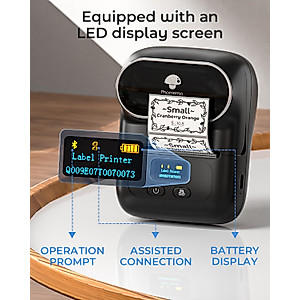Phomemo M110 Label Makers - Portable Bluetooth Thermal Label Maker Printer for Barcode, Clothing, Jewelry, Retail, Mailing, Compatible with Android & iOS System, with 1pack 40×30mm Label, Black