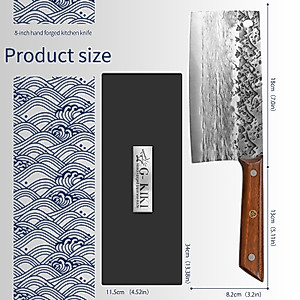 Professional Hand Forged Cleaver Knife Japanese 7 inch Kitchen Knives Super Sharp High Carbon Stainless Steel Chefs Knife Comfortable Cocobolo Wooden Handle with Gift Box