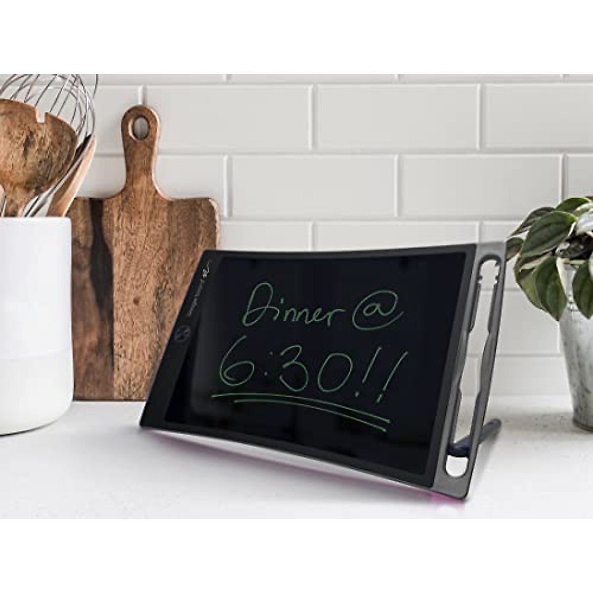 Boogie Board Jot Reusable Writing Tablet- Includes 8.5 in LCD Writing Tablet, Instant Erase, Stylus Pen, Built in Magnets and Kickstand, Gray