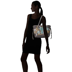 Frye womens Melissa Embroidery Carryall Tote, Carbon Multi, One Size US