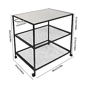 Ghankopd Outdoor Grill Cart Double-Shelf Movable Cooking Table,Outdoor Dining Cart with Storage and Spice Rack for Kitchen or Backyard Patio Indoor（33.46" L×19.49" W） (Style-B)
