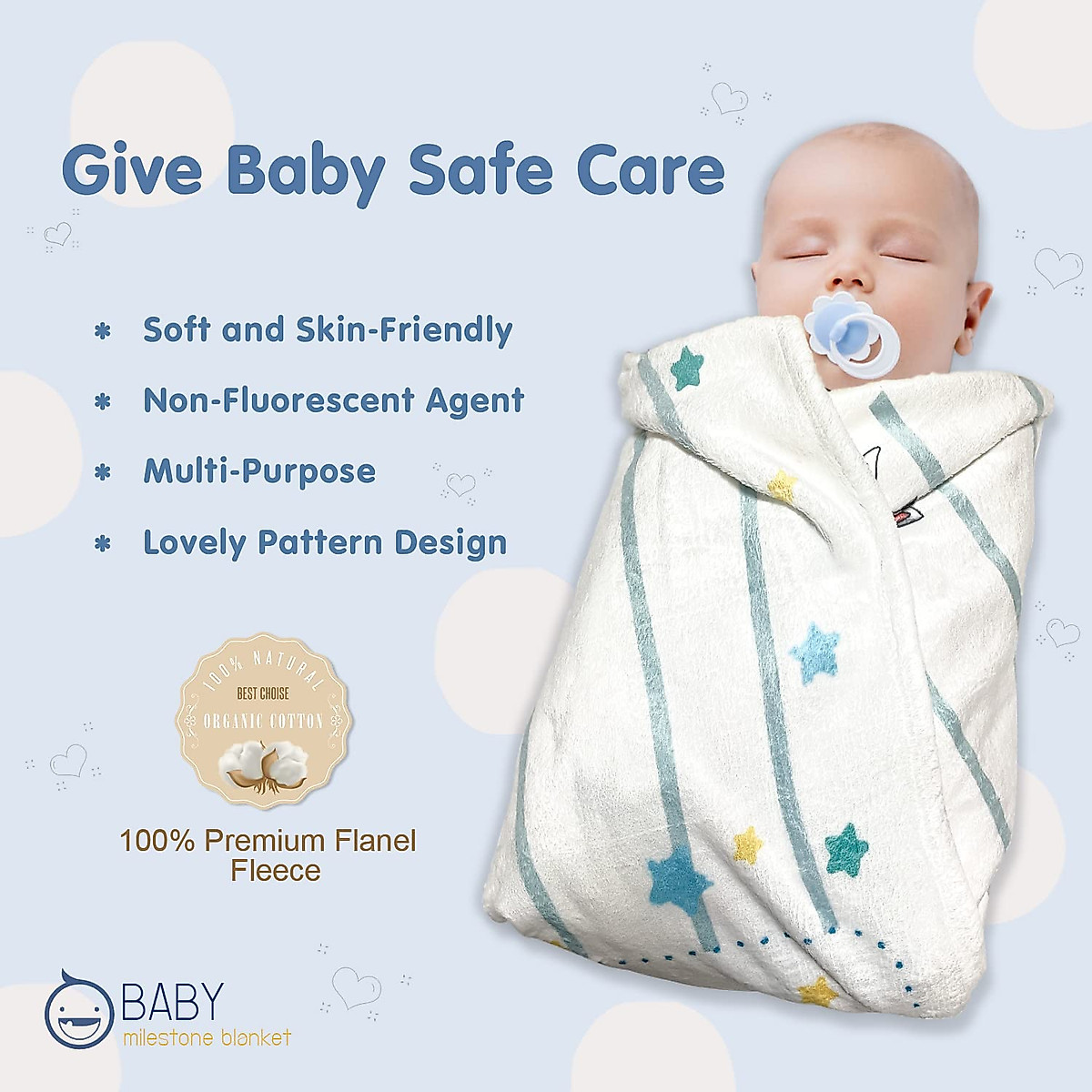 GCRQ Baby Monthly Milestone Blanket Boy - Super Soft, Extra Large Newborn Baby Month Blanket with Sun & Wreath & 3 Felt Balloon, Baby Grow Chart Blanket for Nursery Décor Baby Shower