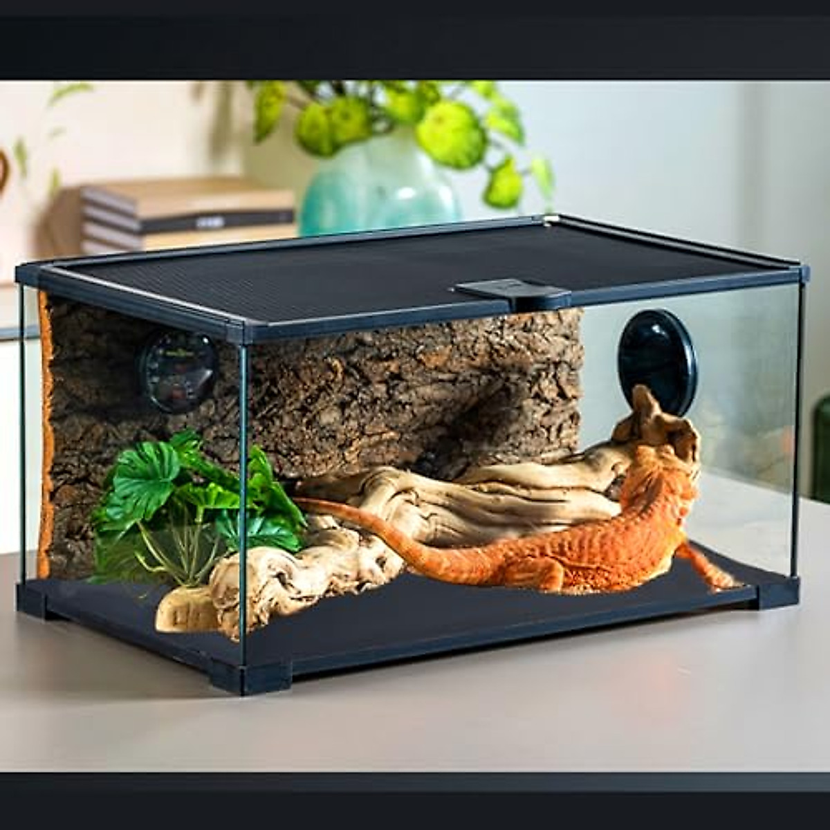 RUNANIA Bearded Dragon Tank Accessories, Reptile Carpet Terrarium Bedding Substrate Liner Reptile Cage Mat for Lizard Tortoise Leopard Gecko Snake (Grey)