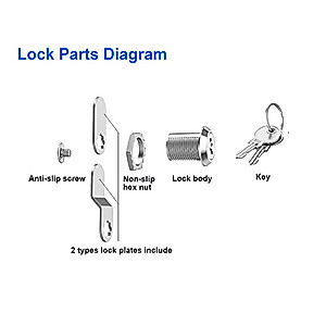 Hecfu 1 Pack Cabinet Locks with Keys, 5/8" Cam Lock keyed Alike, Secure Drawer File Cabinet Mailbox Lock Replacement RV Storage Locks, Zinc Alloy