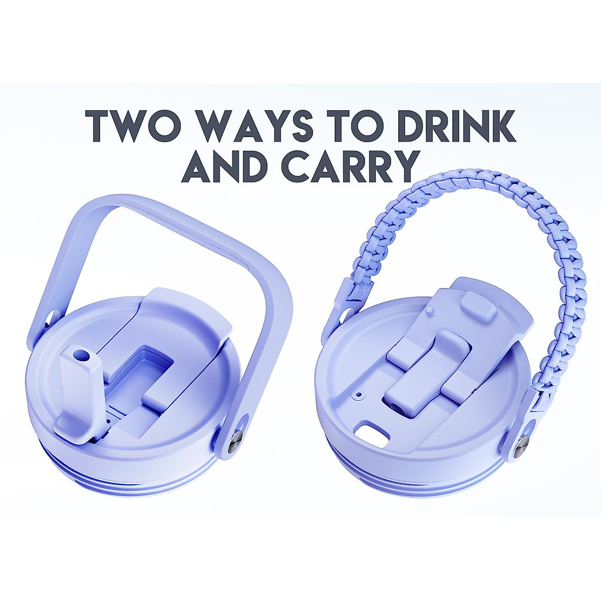 Meoky 50 oz Tumbler with Handle, Stainless Steel Vacuum Insulated Water Bottle, Keeps Cold for 36 Hours, 100% Leak Proof, BPA-free, Non-slip Base (Lilac)