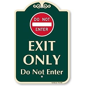 SmartSign Designer "Exit Only - Do Not Enter" Sign, 12" x 18", 120 mil Aluminum Composite (ACM) with Overcoat, Engineer Grade Reflective, Red & Green, Made in USA