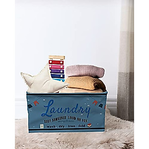 Laundry Room Clothes Cube Storage Organizer Bins with Handles, 15x11x9.5 Inch Collapsible Canvas Cloth Fabric Storage Basket, Wash Dry Iron Fold Books Kids' Toys Bin Boxes for Shelves, Closet