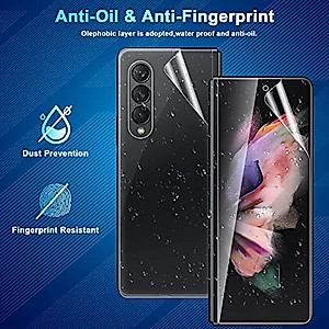 CWQZGUF [1Set 3PCS] Galaxy Z Fold 3 Screen Protector, Inside TPU Film + Full Covered Outer + Back Cover Screen Protector, High Clarity, Anti-Shatter, Bubble Free for Samsung Z Fold 3 5G Screen Protector