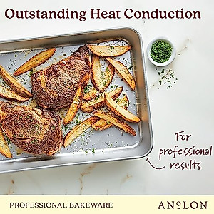 Anolon Pro Aluminized Steel Bakeware Half Sheet Baking Set/Cookie Pans, Two 13-Inch x 18-Inch, Silver