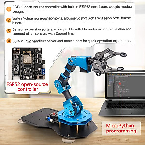 Hiwonder xArm ESP32 Robotic Arm Open Source Robot Support MicroPython Programming with Sensors for Secondary Development Kit (with ESP32)