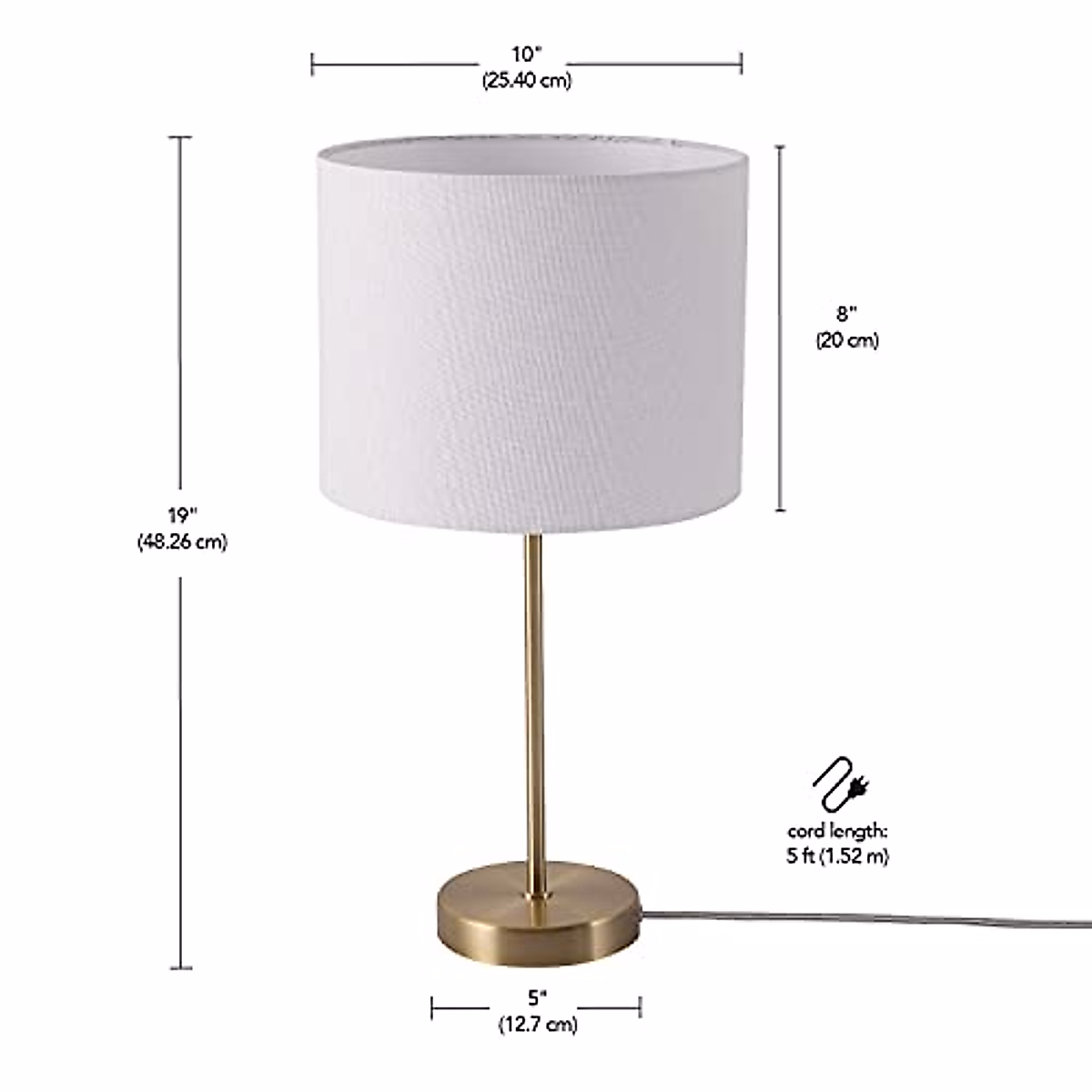 Globe Electric 67539 Versa 19" Table Lamp, Matte Gold, White Linen Shade, On Off Switch on Socket