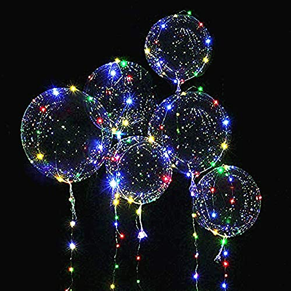 LED Light Up Bobo Baloons 10 Pack,20 Inches Clear Balloons 15 pcs for Helium Tank for Balloons at Home, Glow Bubble Ballons for Christmas Wedding Birthday Halloween Party Decoration