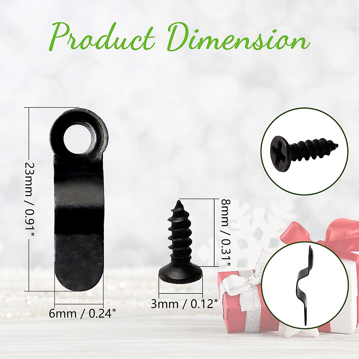 MroMax 100Pcs Picture Frame Turn Buttons Metal Photo Frame Backing Clips 0.91 inch Bow Shape with Screws Picture Frame Fasteners Parts for Hanging Pictures, Photos, Drawings and Posters Type 2 (Black)